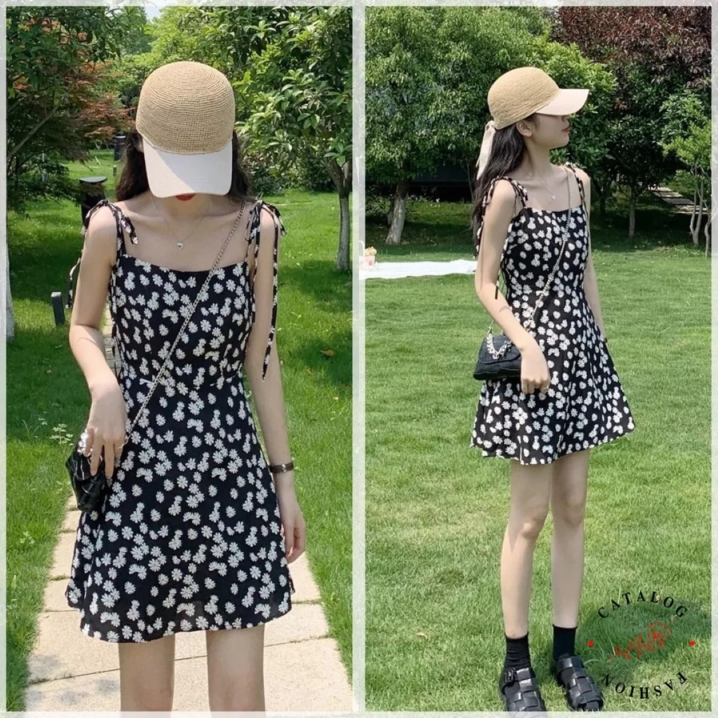 Jual SUNNY DRESS FLOWERS MINI PENDEK MOTIF BUNGA | Shopee Indonesia