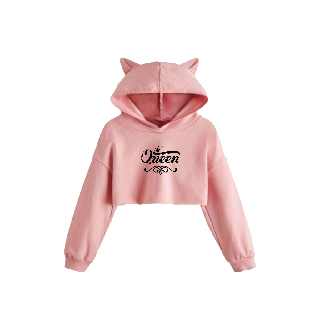 Jual Sweater Crop Top Korean Style Motif Grafis Queen Grafis Terbaru ...