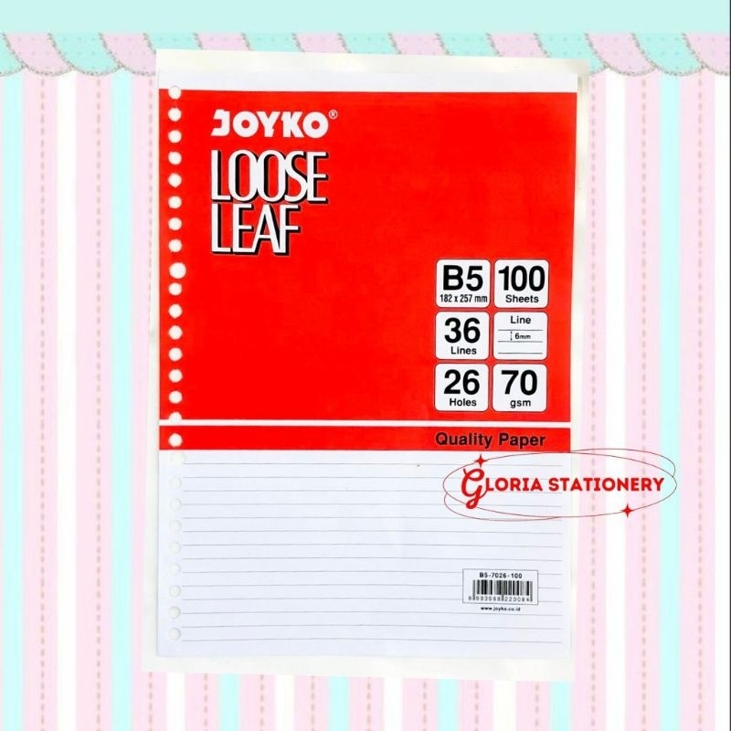 Jual Joyko loose leaf B5 100 lembar/ kertas binder B5 100 lembar Joyko | Shopee Indonesia