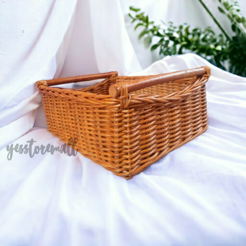 Jual Keranjang rotan kotak handle wadah seserahan hantaran pernikahan ...