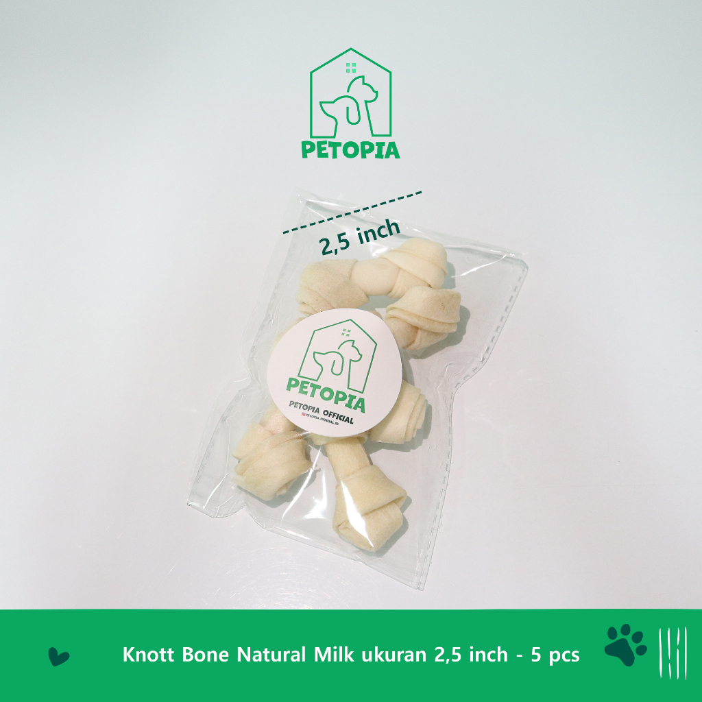 Jual Knott Bone Natural Milk ukuran 2,5 inch - 5 pcs | Shopee Indonesia