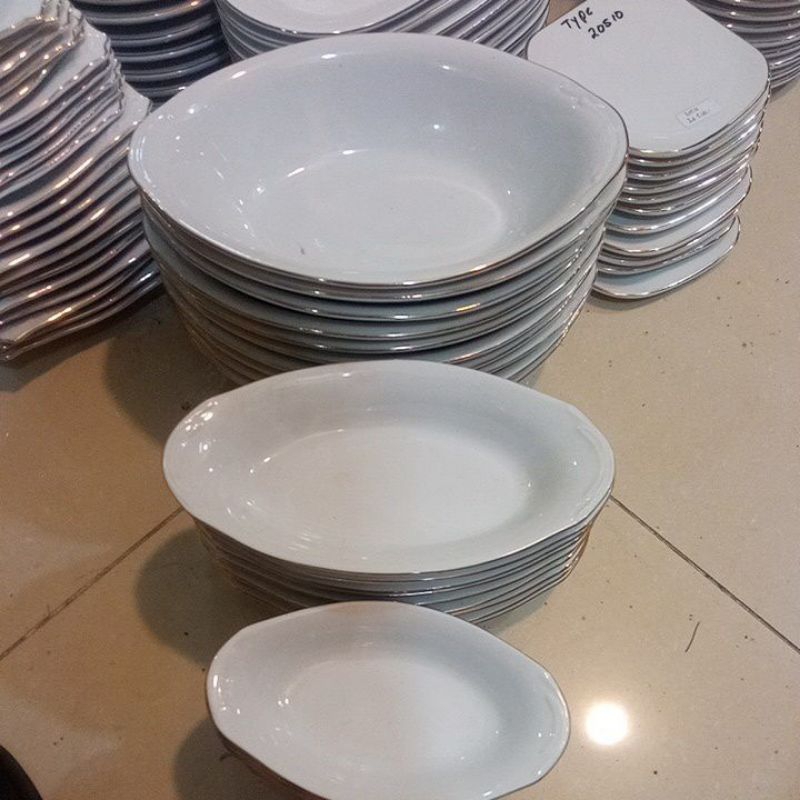 Jual Mangkok SANGO oval ukir Warna Putih list gold (3 ukuran) | Shopee ...