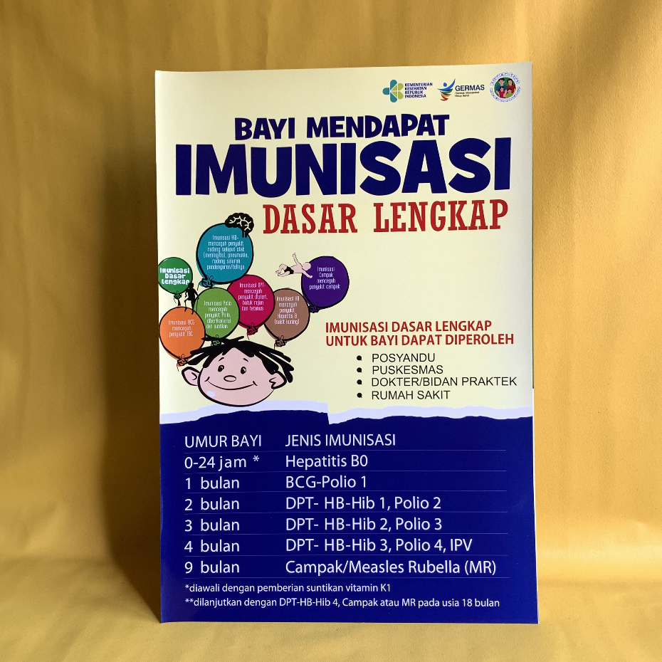 Jual Poster Imunisasi Dasar Lengkap | Poster Posyandu Ibu dan Bayi | Poster Kemenkes | Poster 12 ...