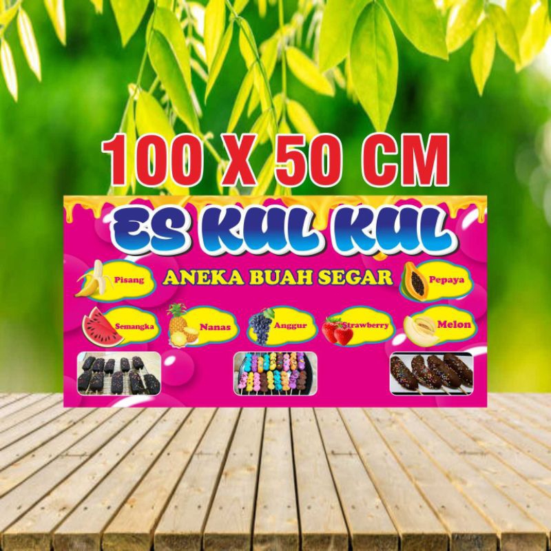 Jual spanduk/banner es kul kul ukuran 100x50cm pink | Shopee Indonesia