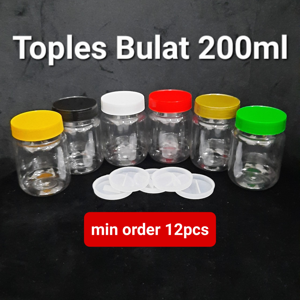 Jual Toples BULAT 200ml + Sumpal | Toples 200ml | Botol Bulat 200ml PET ...