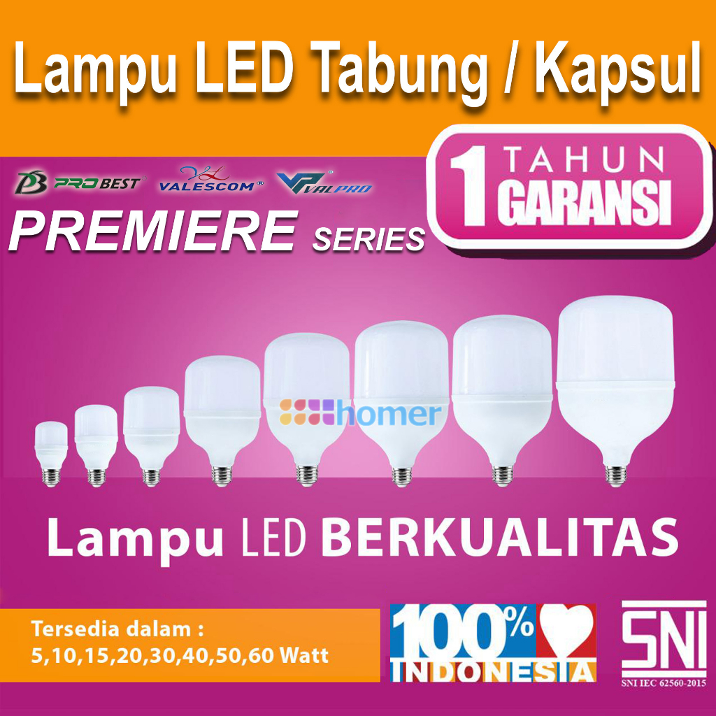 Jual PROBEST VALESCOM VALPRO Lampu LED Bulb capsule Jumbo Lampu bohlam kecil besar jumbo Tbulb ...