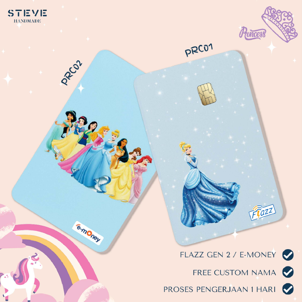 Jual Flazz Gen 2 Emoney Brizzi Tapcash Princess Disney Edition Custom Nama UV Print | Shopee ...