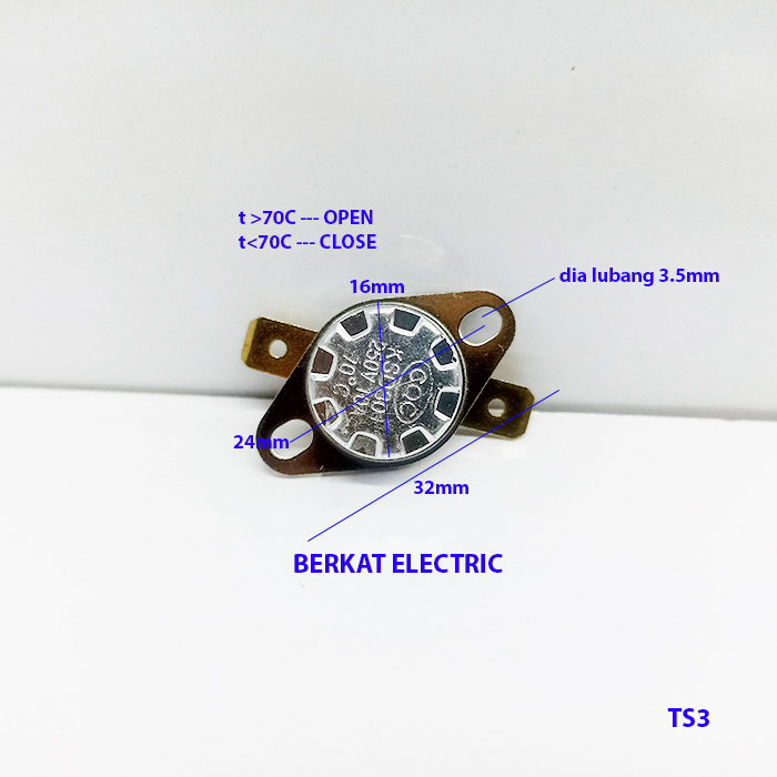 Jual THERMOSTAT THERMOSWITCH BIMETAL NC KSD301 250V 10A 70⁰C | Shopee Indonesia