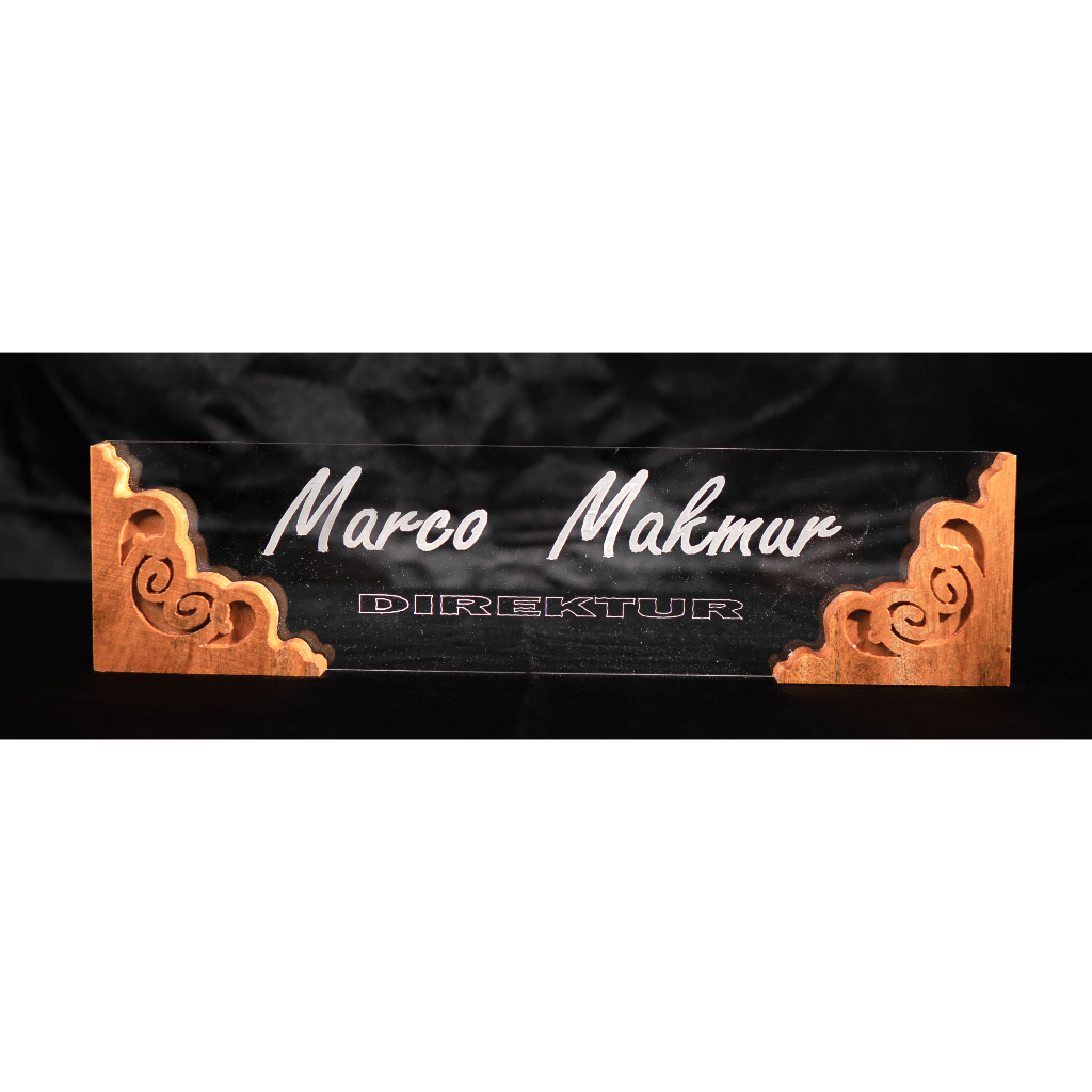 Jual Papan nama akrlik meja /name Tag / nama menu makanan kayu akrilik ...