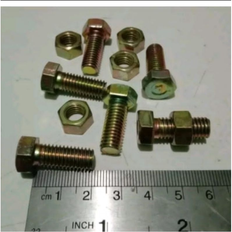 Jual BAUT + MUR KUNING BMK M8 X 20 MM ( KUNCI 12 ) | Shopee Indonesia
