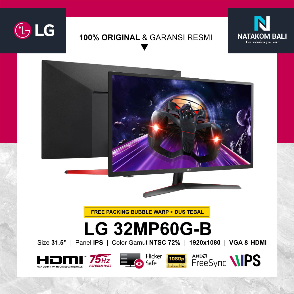 Jual MONITOR GAMING LG 32MP60G-B 32" INCHI IPS FHD 75Hz 1Ms | Shopee ...