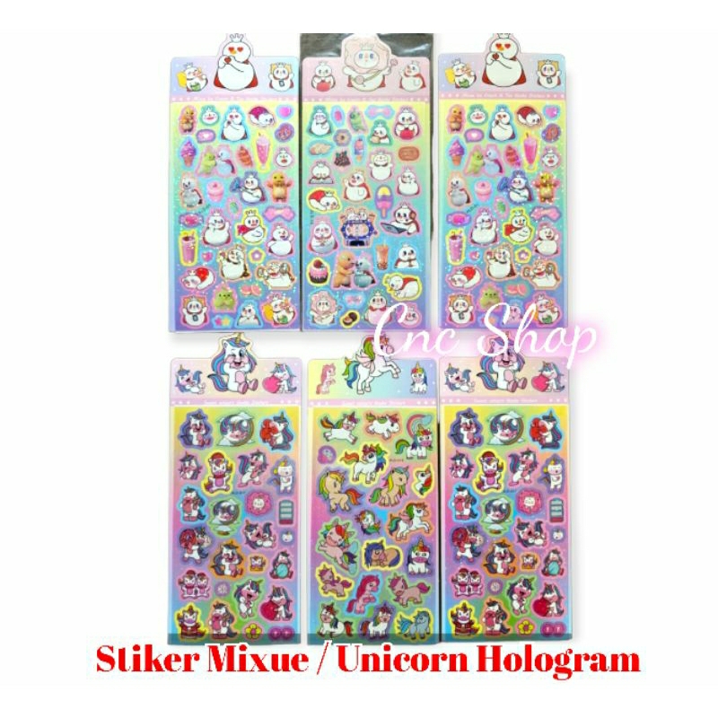 Jual Stiker Karakter Anak Unicorn Mixue Hologram Lucu Mainan Sticker ...