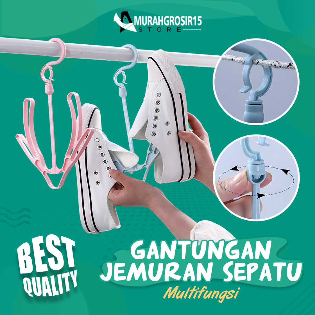 Jual Hanger Gantungan Jemuran Sepatu / Sandal Hanger Sepatu Multifungsi ...