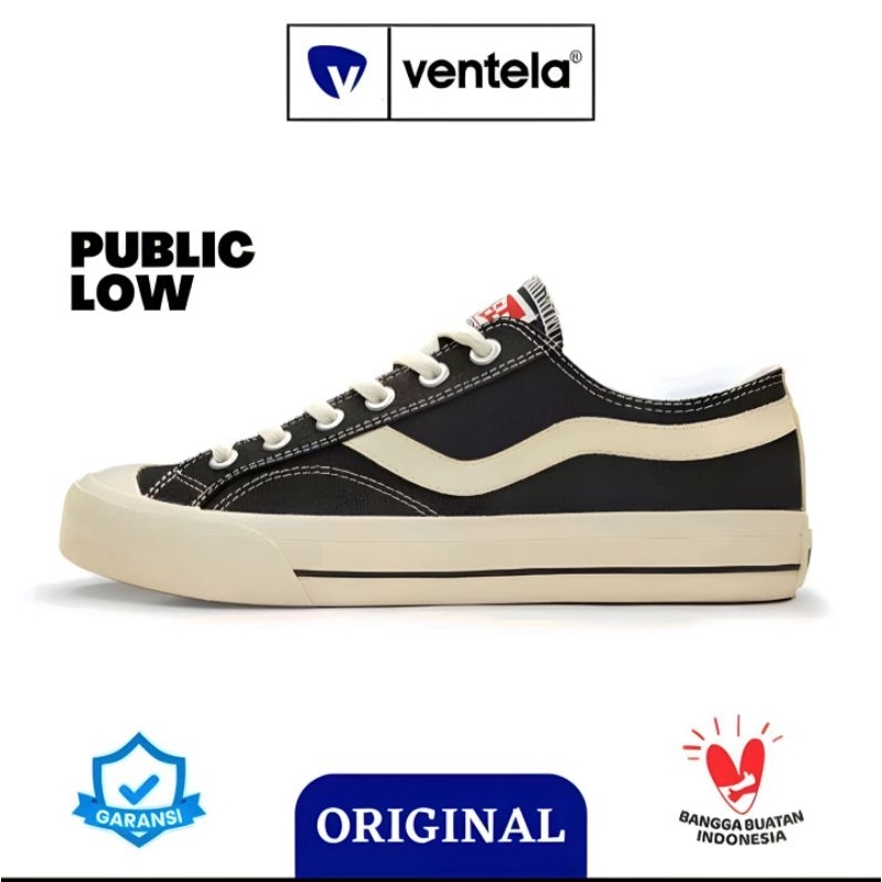 Jual Sepatu Skate - Pria dan wanita Ventela Public Low Black Natural ...