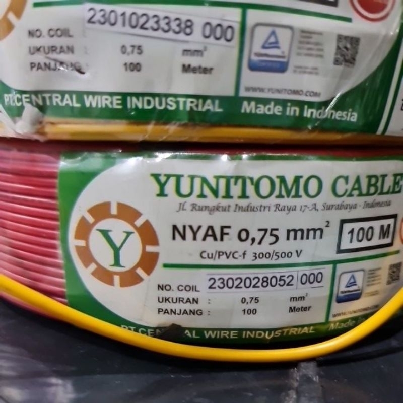 Jual KABEL NYAF MERAH 0,75MM YUNITOMO ORIGINAL (per meter) | Shopee ...