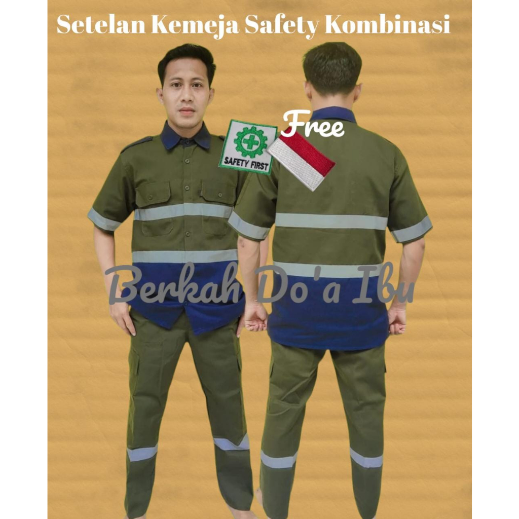 Jual SETELAN Baju Safety Wearpack Atasan Lengan Pendek Kombinasi Kemeja ...