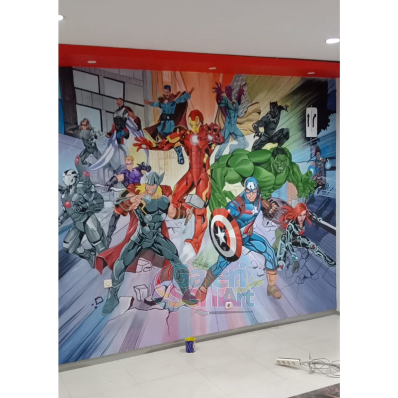 Jual Jasa lukis dinding mural | Lukis dinding mural tema Avengers & Ben ...