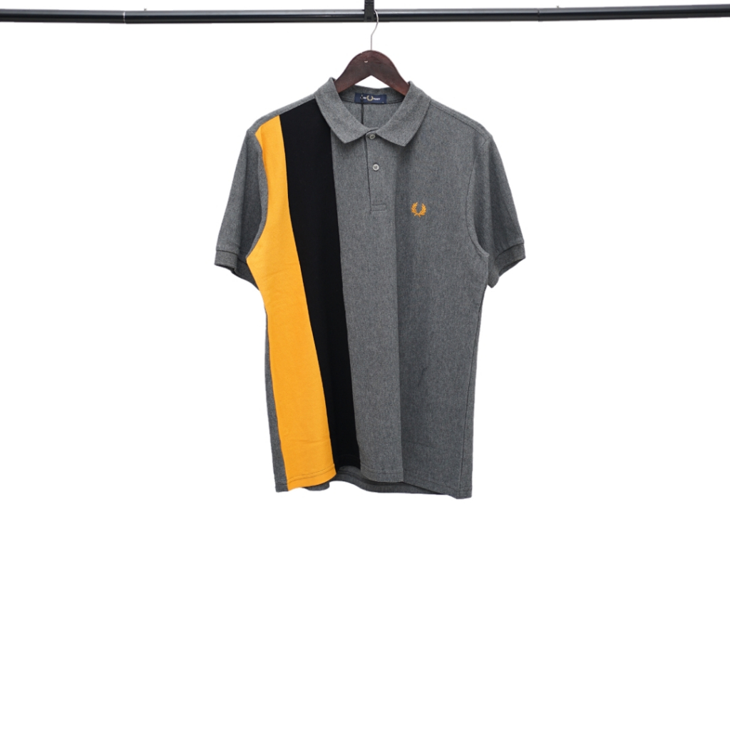 Jual FRED PERRY Grey Yellow Black Side Stripe Polo Shirt Authentic ...