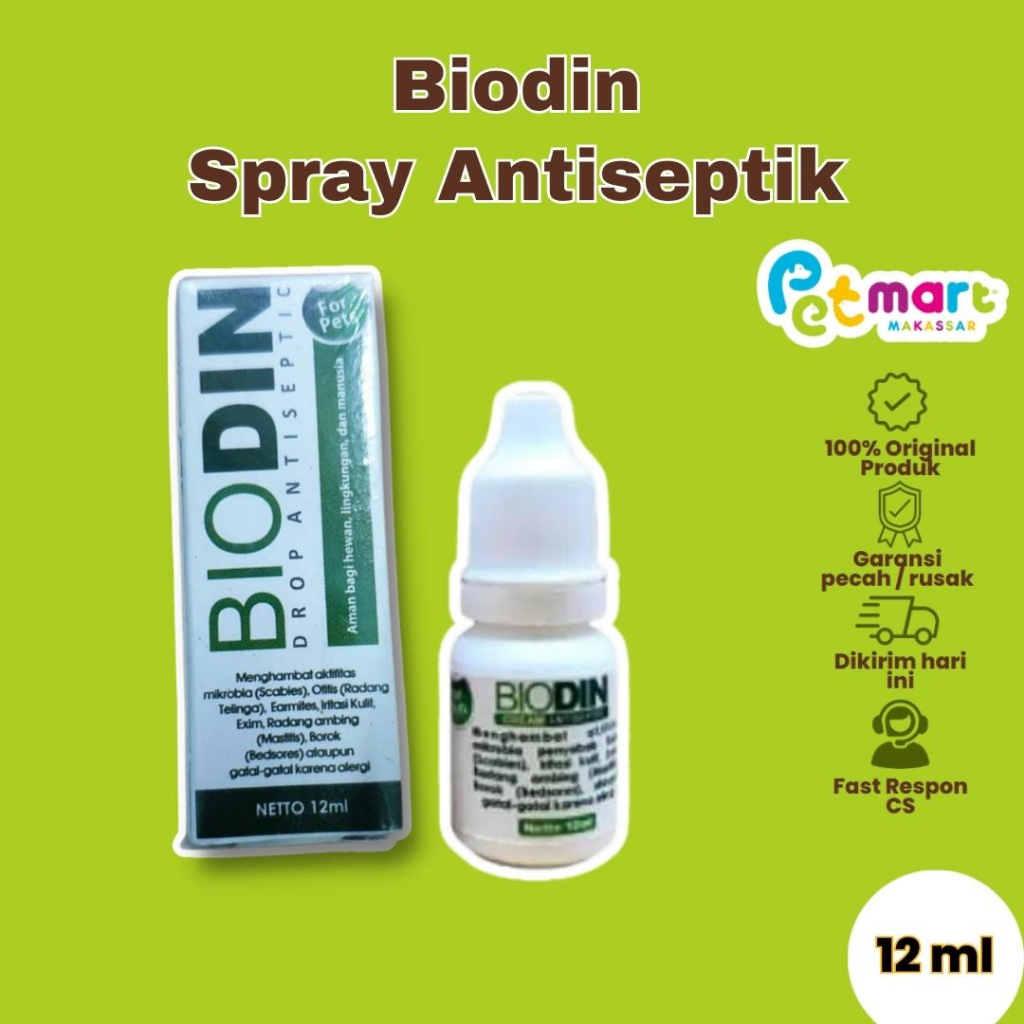 Jual Tetes Antiseptik Obat Luka Jamur Scabies Biodin Cat Dog Antiseptic ...