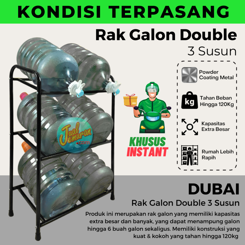 Jual TERPASANG Rak Galon Air Minum Besi 4 Susun / Rak Galon Air Mineral ...