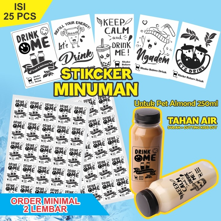 Jual Stiker Minuman Universal Untuk Botol Almon 250ml Isi 25pcs ...