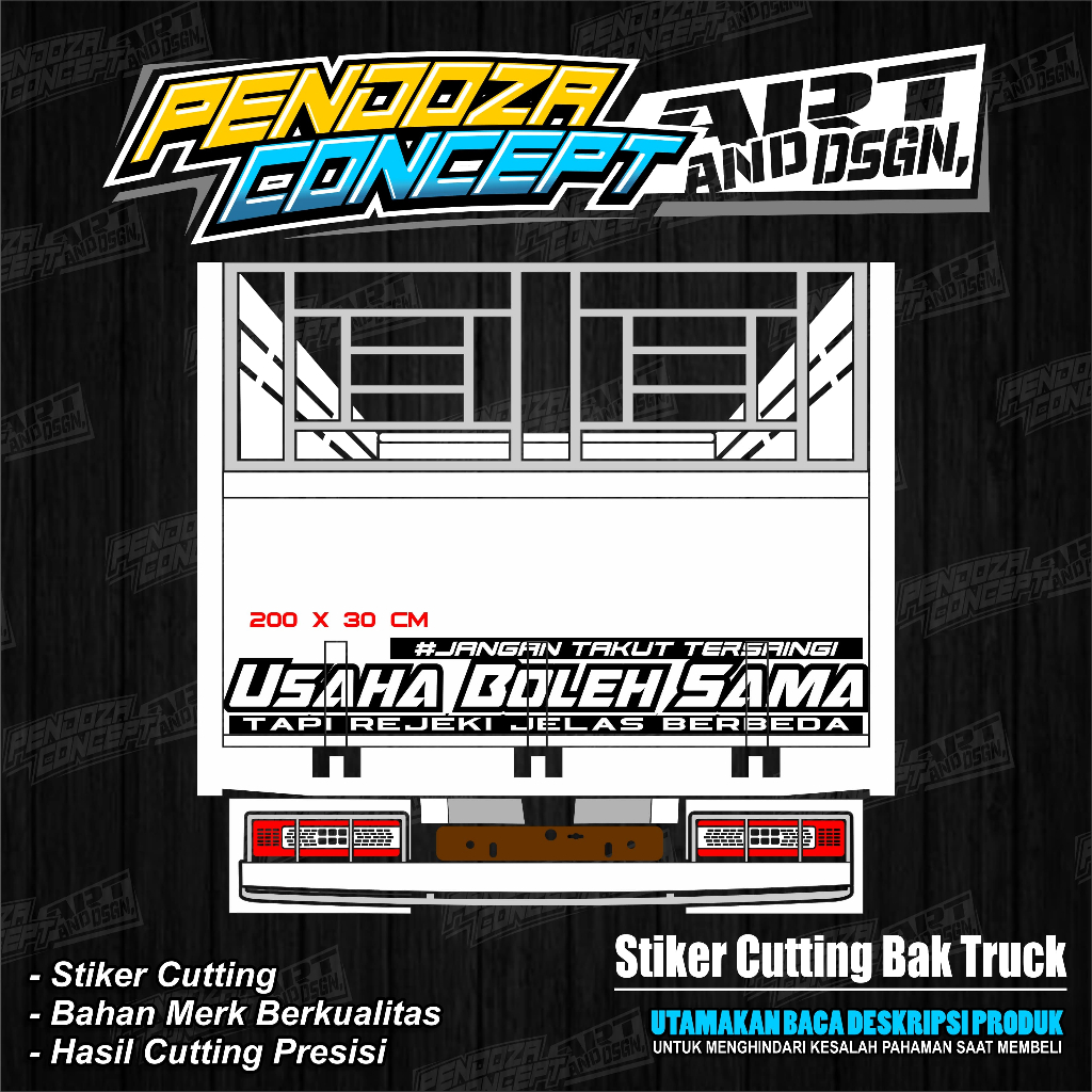 Jual (cod) sticker bak truk stiker cutting bak belakang truk 200x30 cm ...