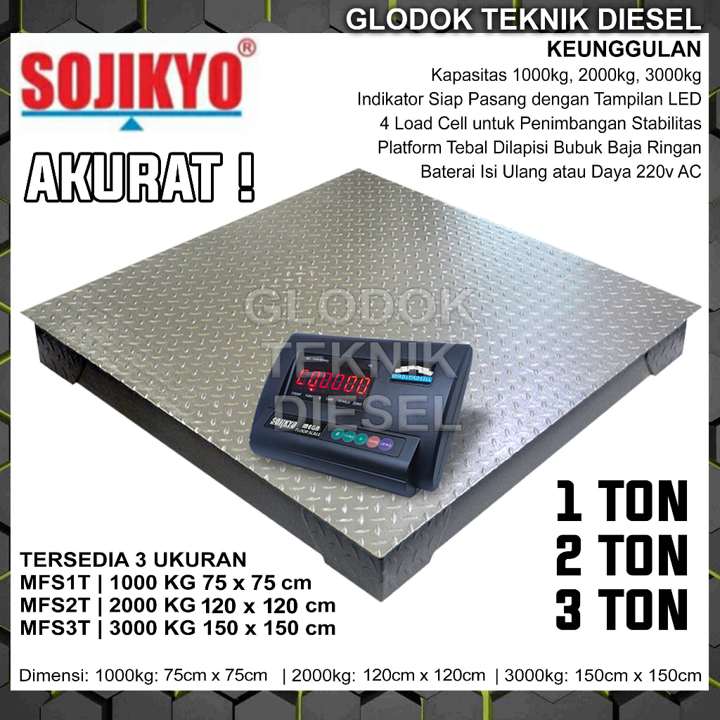Jual SOJIKYO Timbangan Lantai 1 Ton Floor Scale 1000 KG ORIGINAL TERBAIK | Shopee Indonesia
