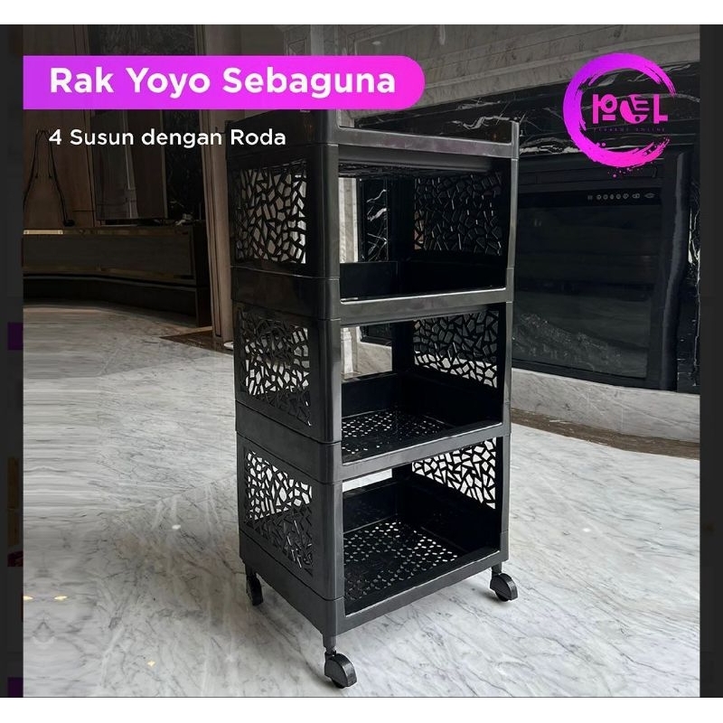 Jual RAK PLASTIK RODA / RAK YOYO 4 SUSUN + RODA / RAK 4 SUSUN TEMPAT ...