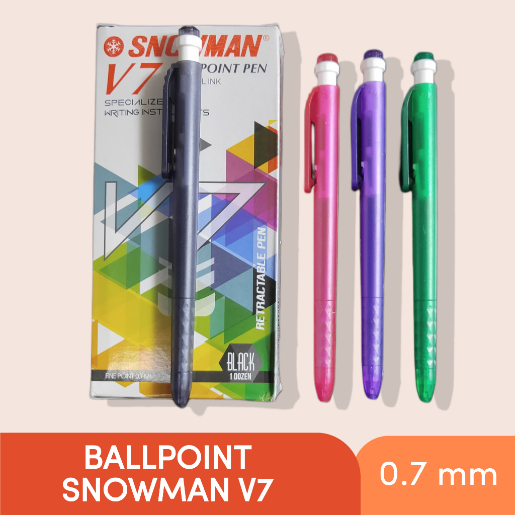 Jual Pulpen SNOWMAN V7 Warna Hitam Point 0.7mm | Shopee Indonesia