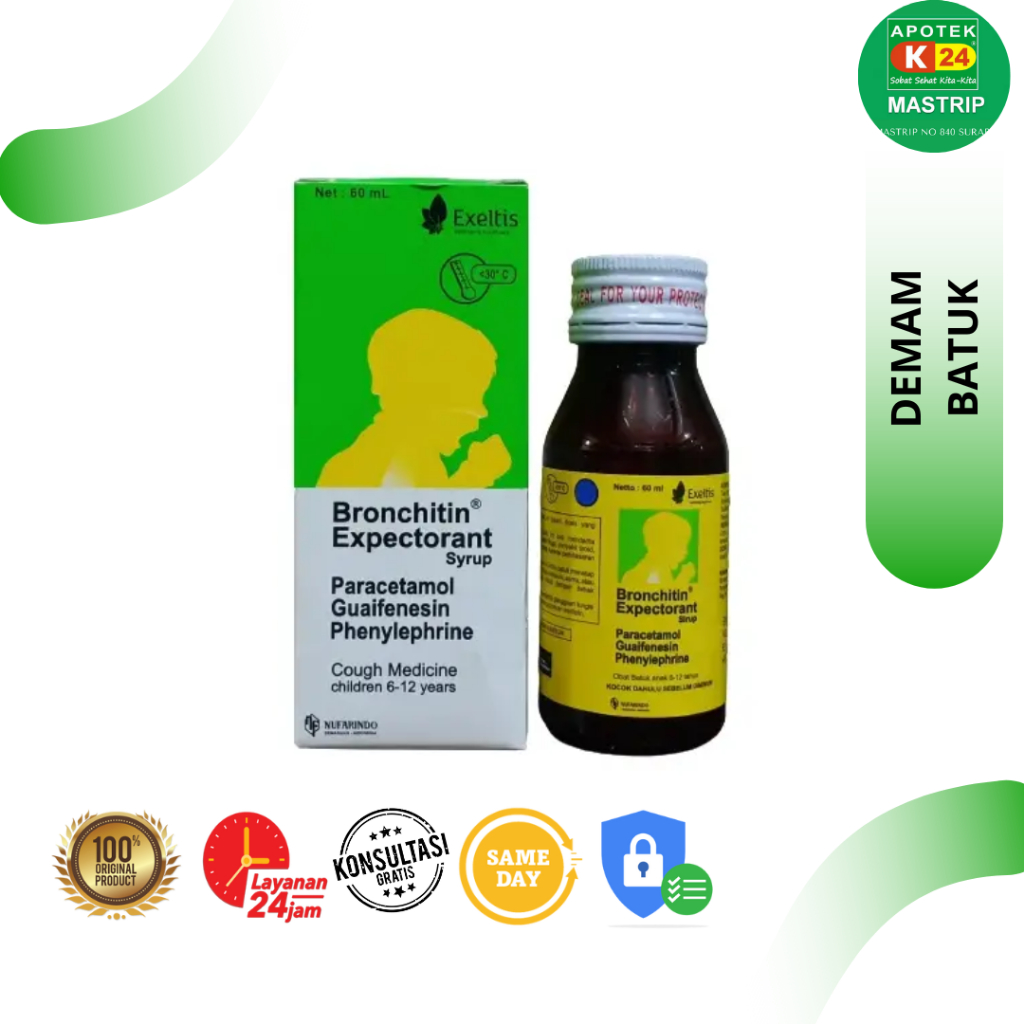 Jual Bronchitin Expectorant Sirup / Demam Batuk / 6-12 tahun / 60ml ...