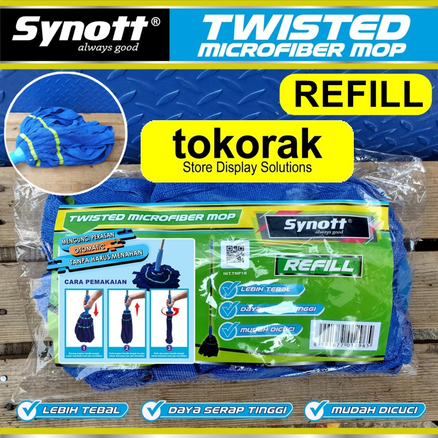 Jual SYNOTT ALAT PEL KAIN MICROFIBER GAGANG STAINLESS TWIST MOP ISI ...