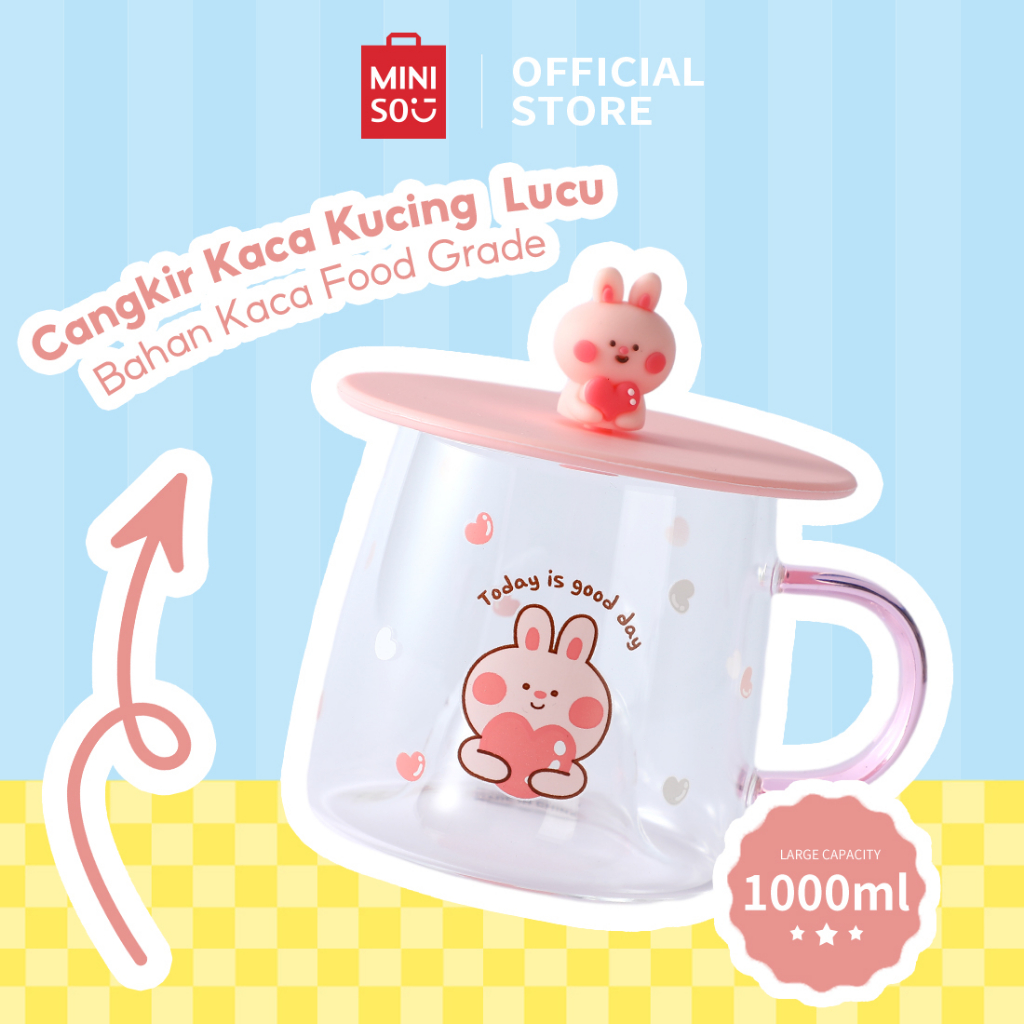 Jual Miniso Kaca Cangkir Gelas Cup Gelas Kopi Mug Lucu Couple Cantik ...