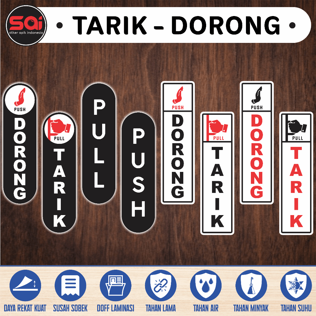 Jual STIKER VINYL PINTU TARIK DORONG PULL PUSH LAMINASI DOFF | Shopee ...