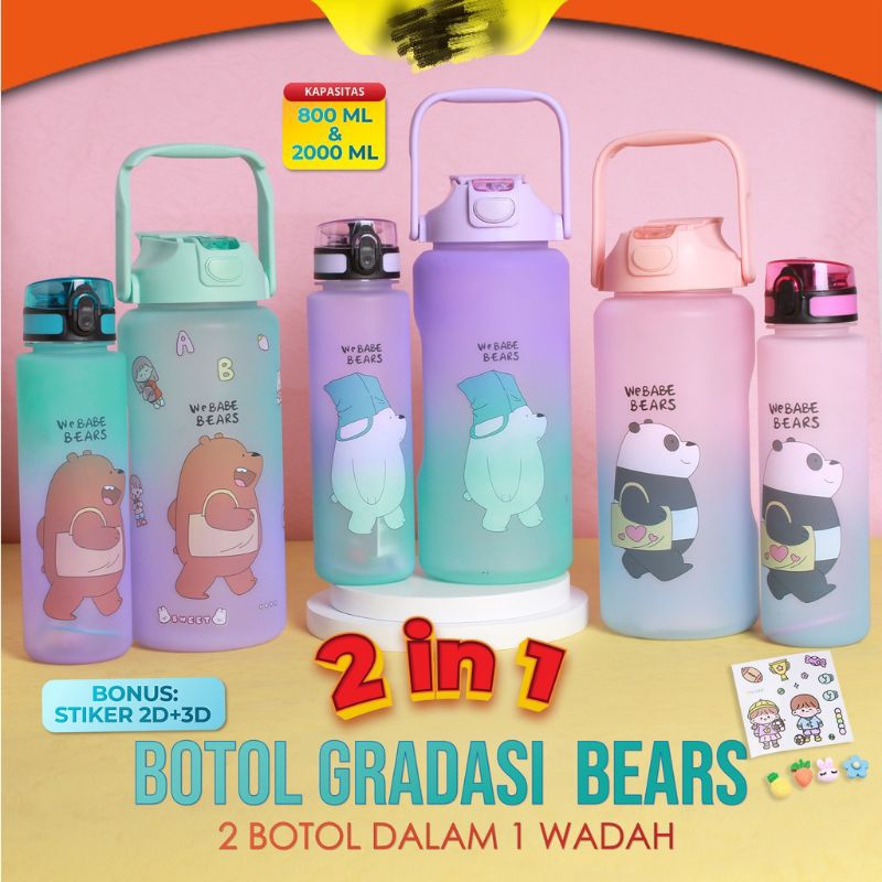 Jual Botol Minum BERANAK ISI 2 + STIKER plus SEDOTAN / Botol 2Liter ...