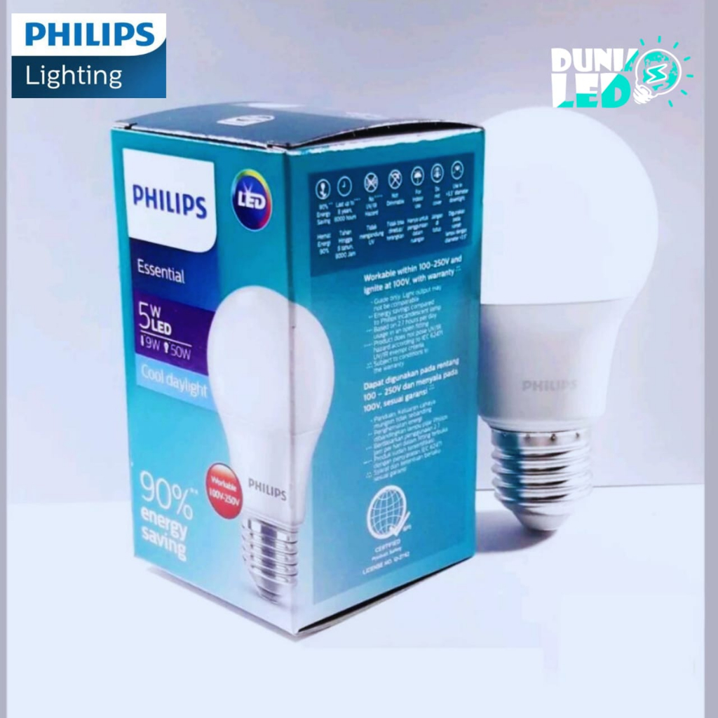 Jual Philips Essential LED Bulb 5W E27 6500K - Cool Day Light | Shopee Indonesia