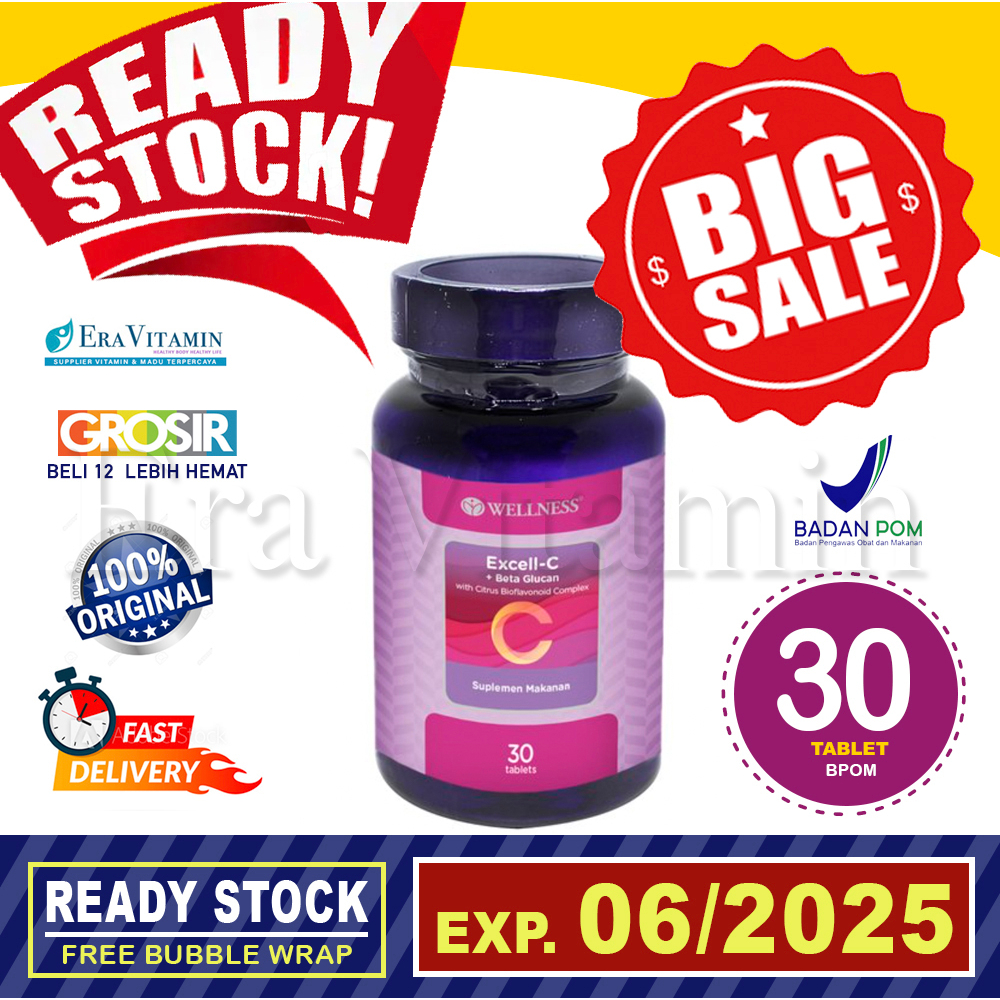 Jual Wellness Excell-C + Betaglucan Vitamin Excel C 30 tablets beta ...