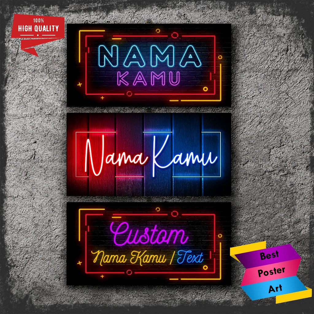 Jual [Desain Terbaik] Pajangan Dinding Kamar Deasin Neon Custom Nama ...