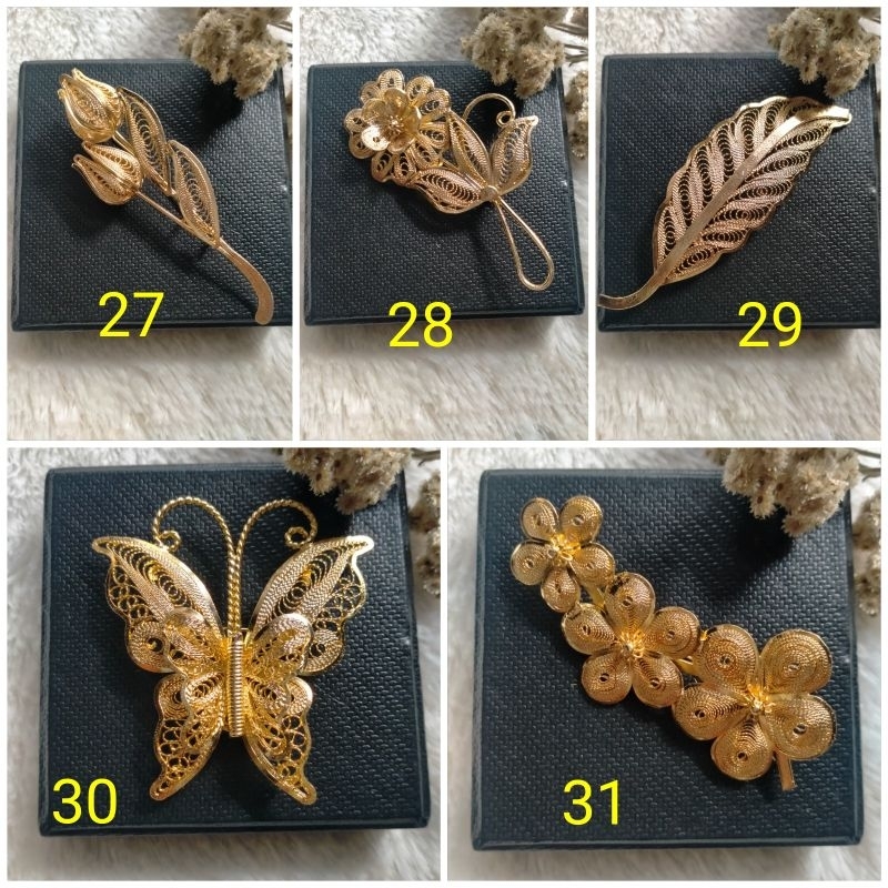 Jual bros jogja original tembaga handmade 5cm krum emas, perak, rose ...