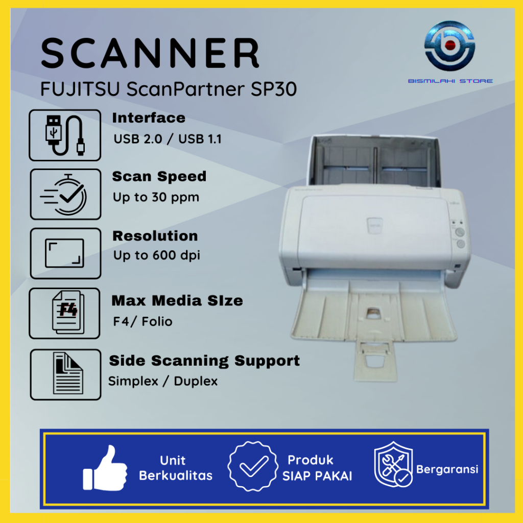Jual Scanner Fujitsu ScanPartner SP30 Kondisi Siap Pakai Bisa Folio F4 ...