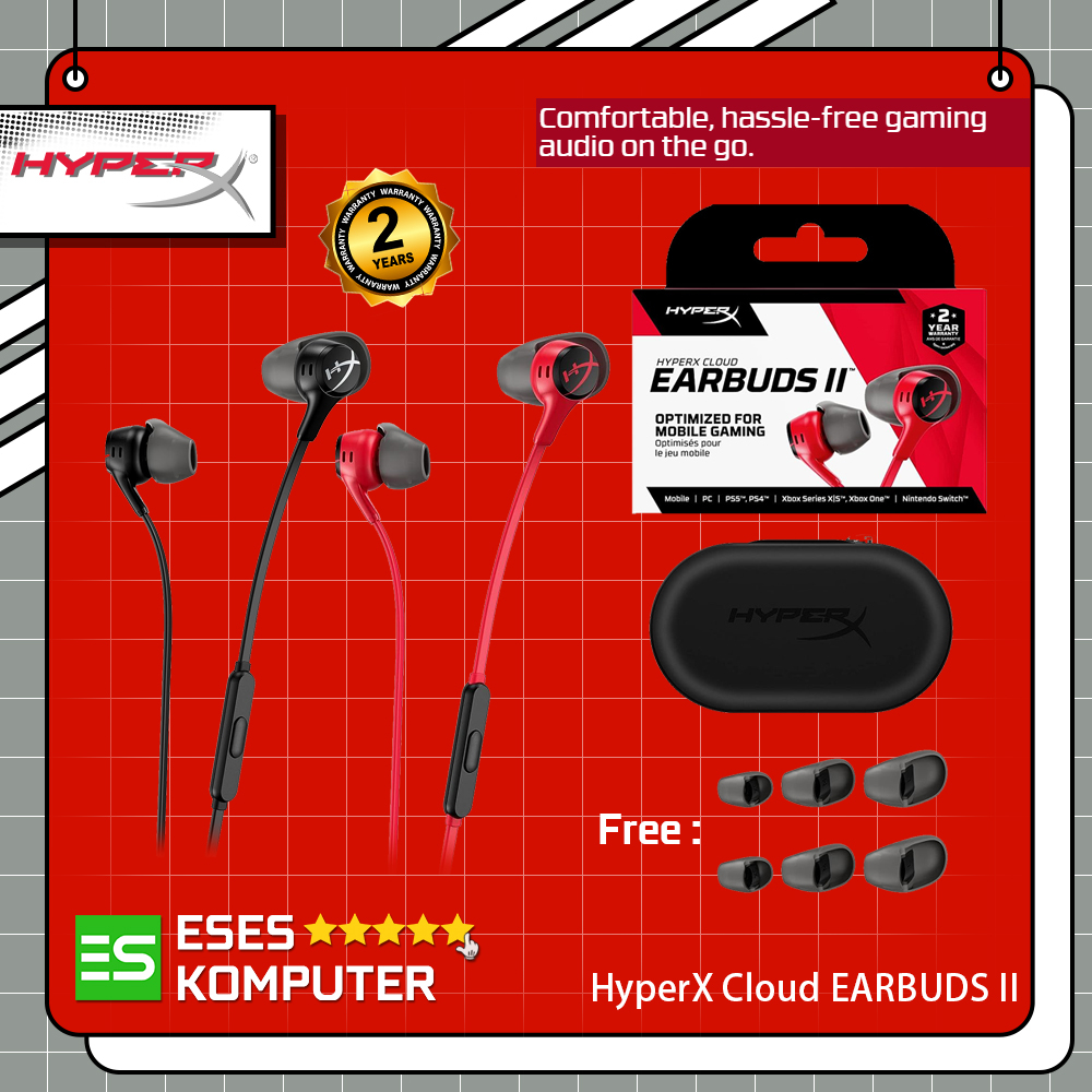 Jual HyperX Cloud Earbuds II / Earbuds 2 | Earphone Gaming with Mic | Shopee Indonesia