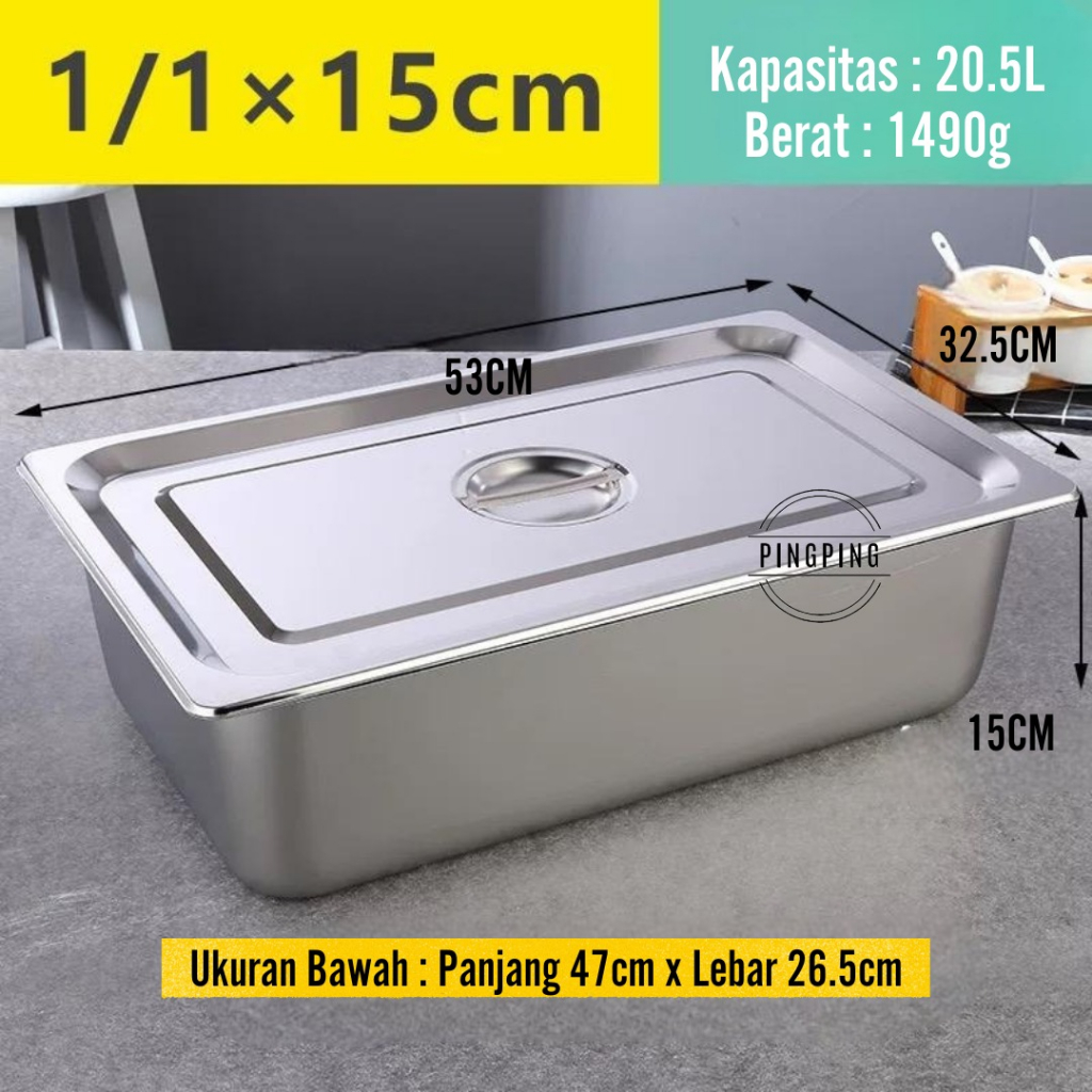 Jual Food pan Stainless steel 1/1x6.5- 1/2x6.5 Food pan Stainless steel ...