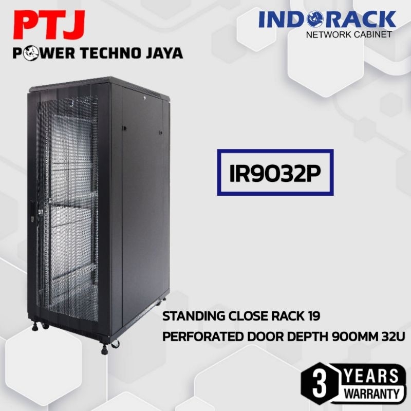 Jual Rak Server INDORACK IR9032P Close Rack Perforated Door 32U Depth ...