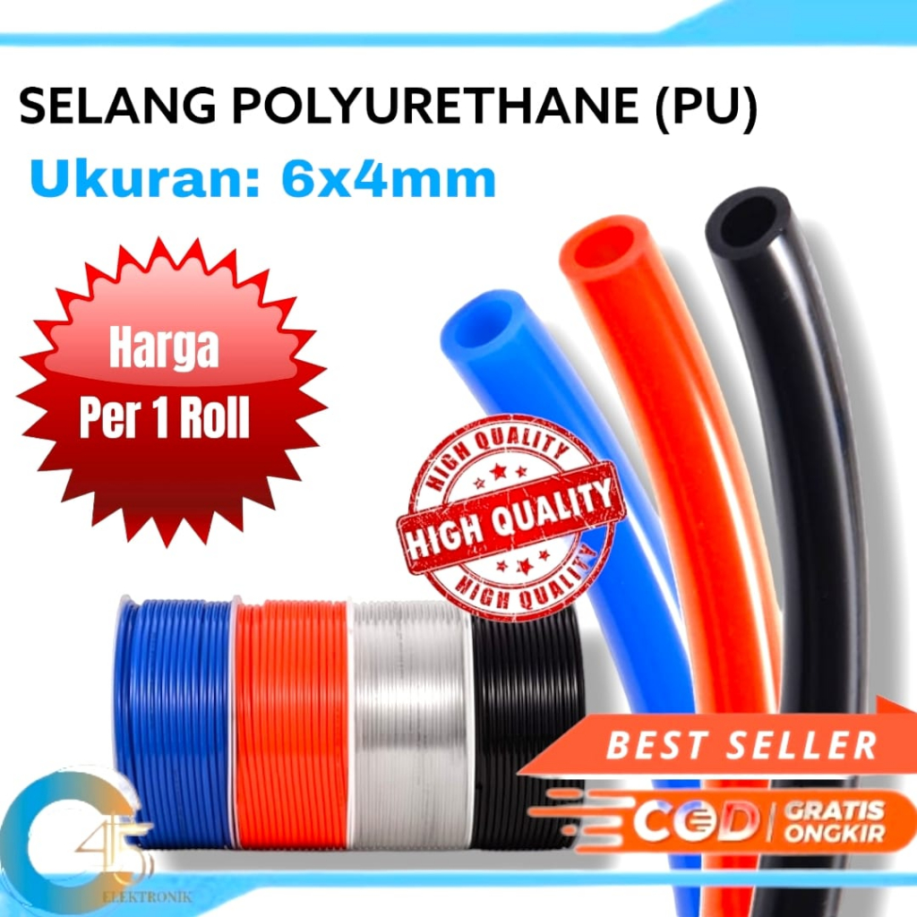 Jual SELANG ANGIN PNEUMATIC PU HOSE SELANG POLYURETHANE (PU) 6x4MM | Shopee Indonesia