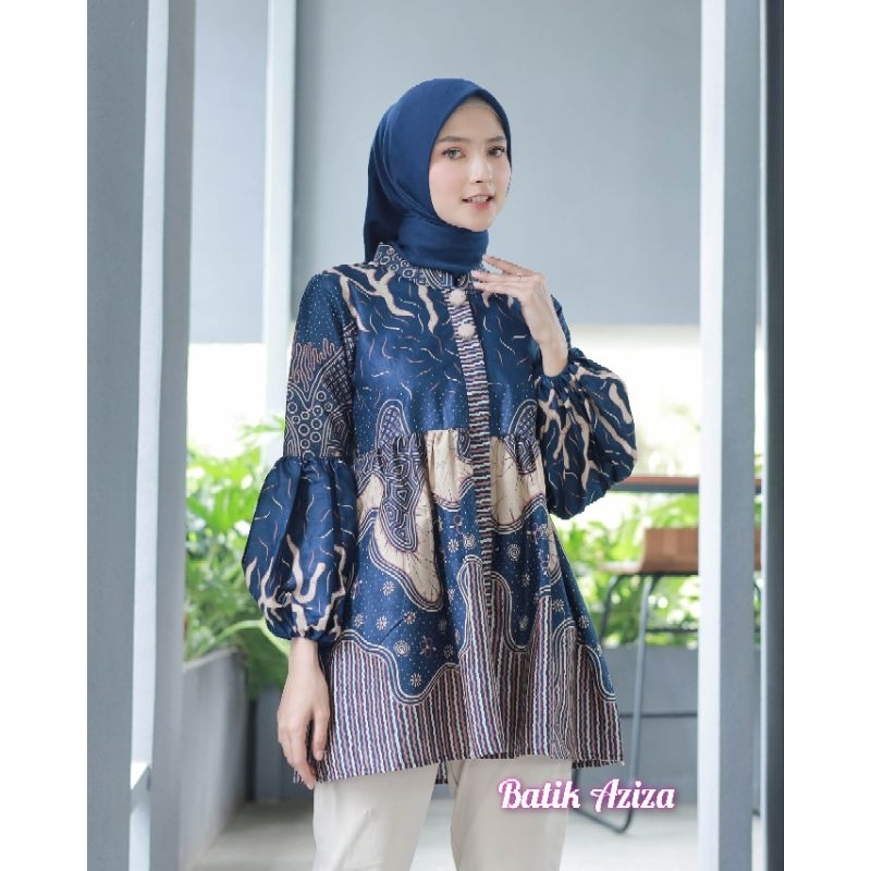 Jual Batik Wanita Modern Kancing Depan Lengan Balon Blus Akarsana by ...