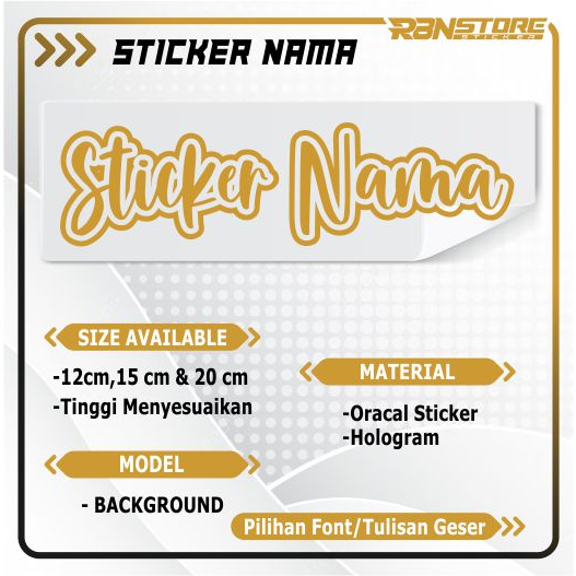 Jual MODEL OUTLINE-STIKER NAMA HOLOGRAM DAN WARNA TULISAN BEBAS CUTTING ...