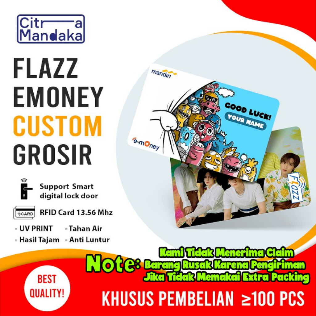 Jual E Money Mandiri Custom UV Print Grosir 1 Sisi | Kartu E Toll BCA Mandiri 2 Sisi | Flazz ...