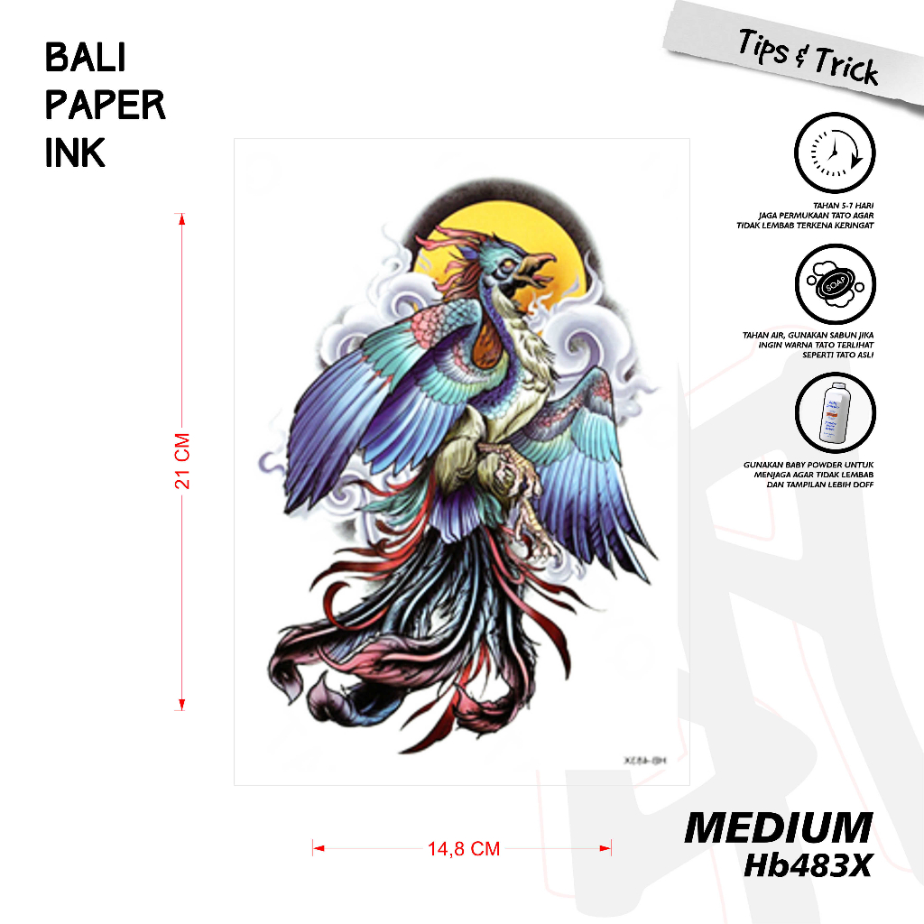 Jual Bali Paper Ink HB483X Burung Phoenix Tatto Temporary Basic Tato ...