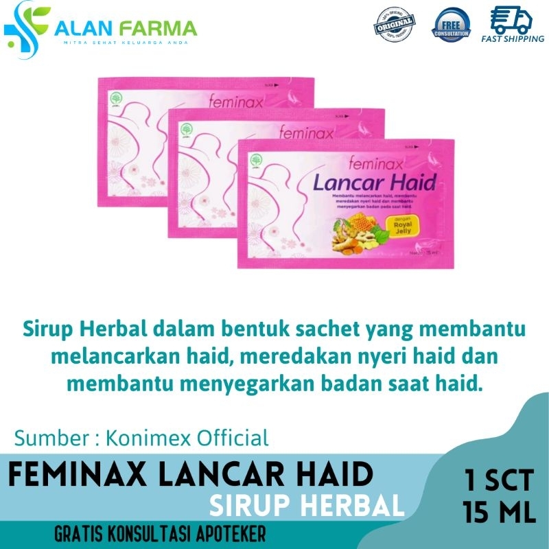 Jual Feminax Lancar Haid Sirup Herbal Sachet | HARGA PER SACHET ...