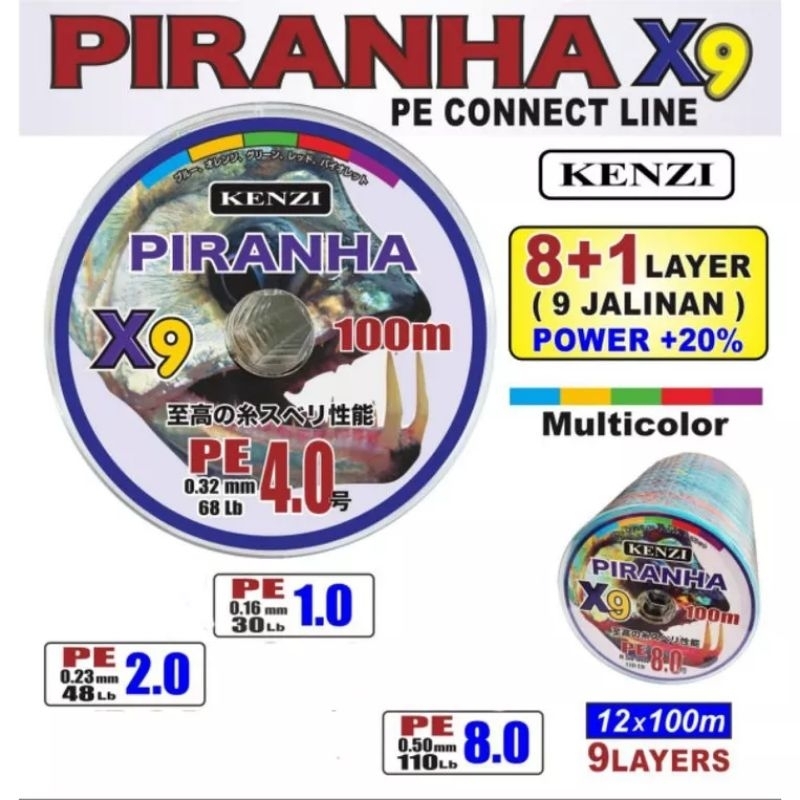 Jual Senar Pe Piranha X9 multicolour 100m | Shopee Indonesia