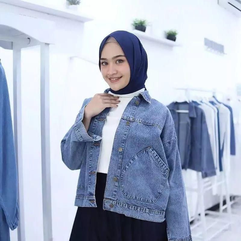 Jual JACKET JEANS PABLO REZA OVERSIZE JAKET JUMBO BIGSIZE WANITA ...